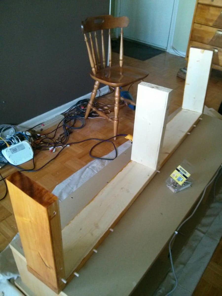 A pegboard cable management tray to keep cords off the floor - IKEA Hackers